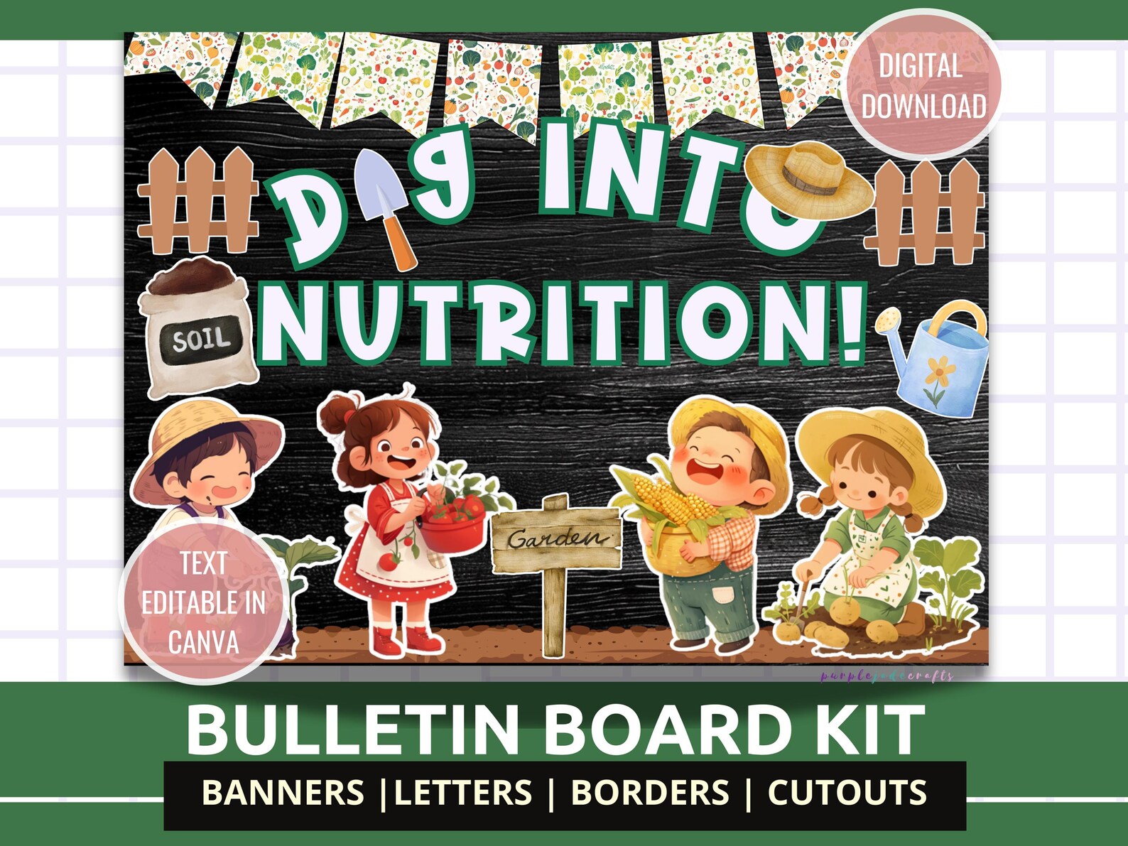 Nutrition Month Bulletin Healthy Gardening Theme Decor Board Nutrition ...
