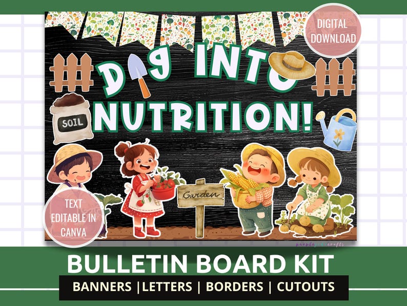 Nutrition Month Bulletin Healthy Gardening Theme Decor Board Nutrition ...