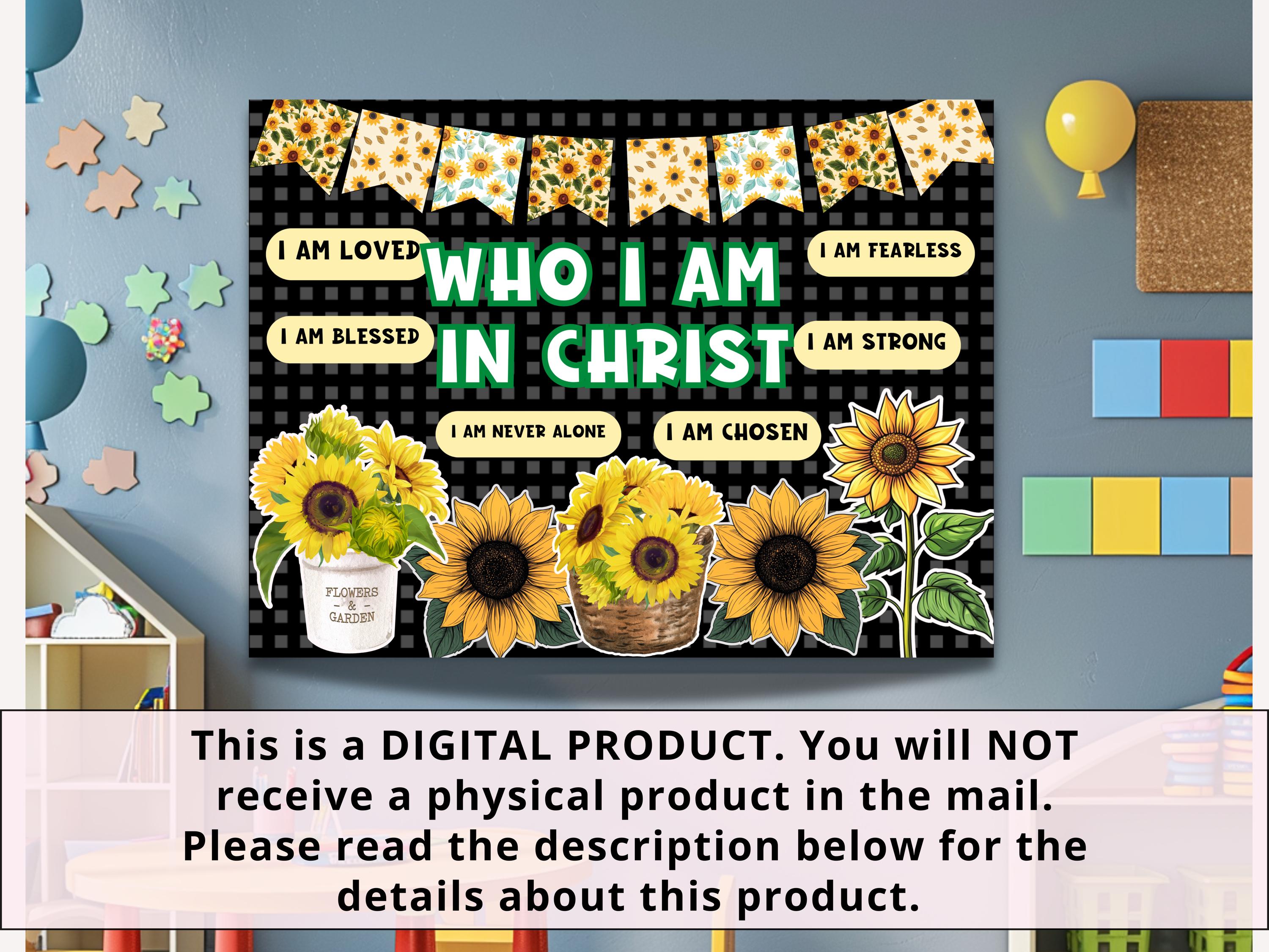 Sunflower Themed Christian Affirmation Bulletin Board Kit Faith Theme ...