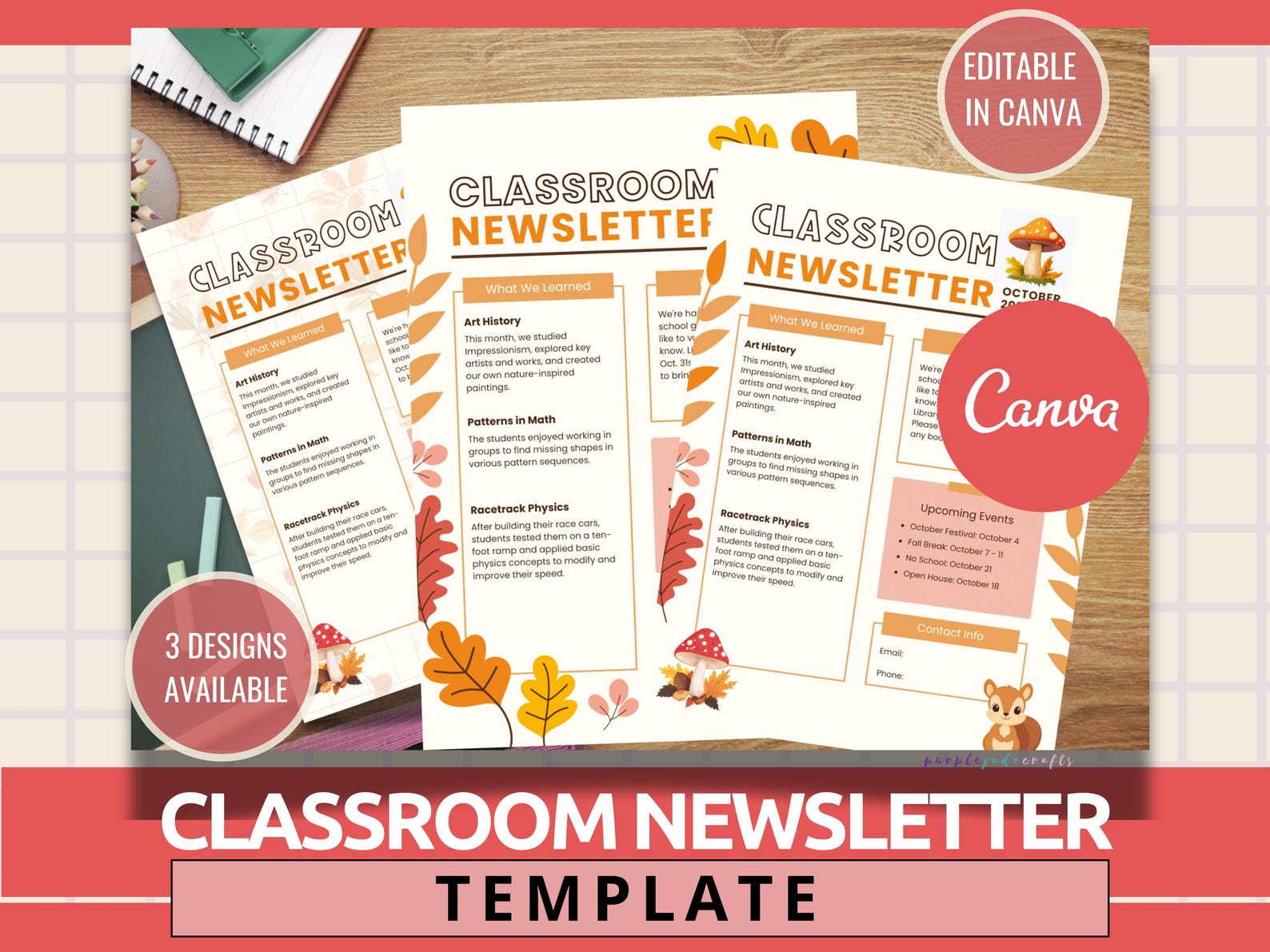 Classroom Newsletter Template Autumn Theme Classroom Newsletter ...