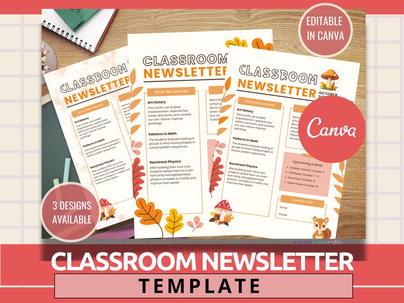 Classroom Newsletter Template Autumn Theme Classroom Newsletter ...