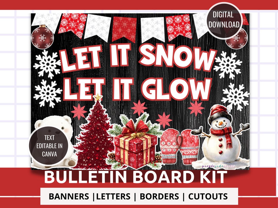 Bulletin Board Kit Red Christmas Decor Kit Winter Wonderland Bulletin ...