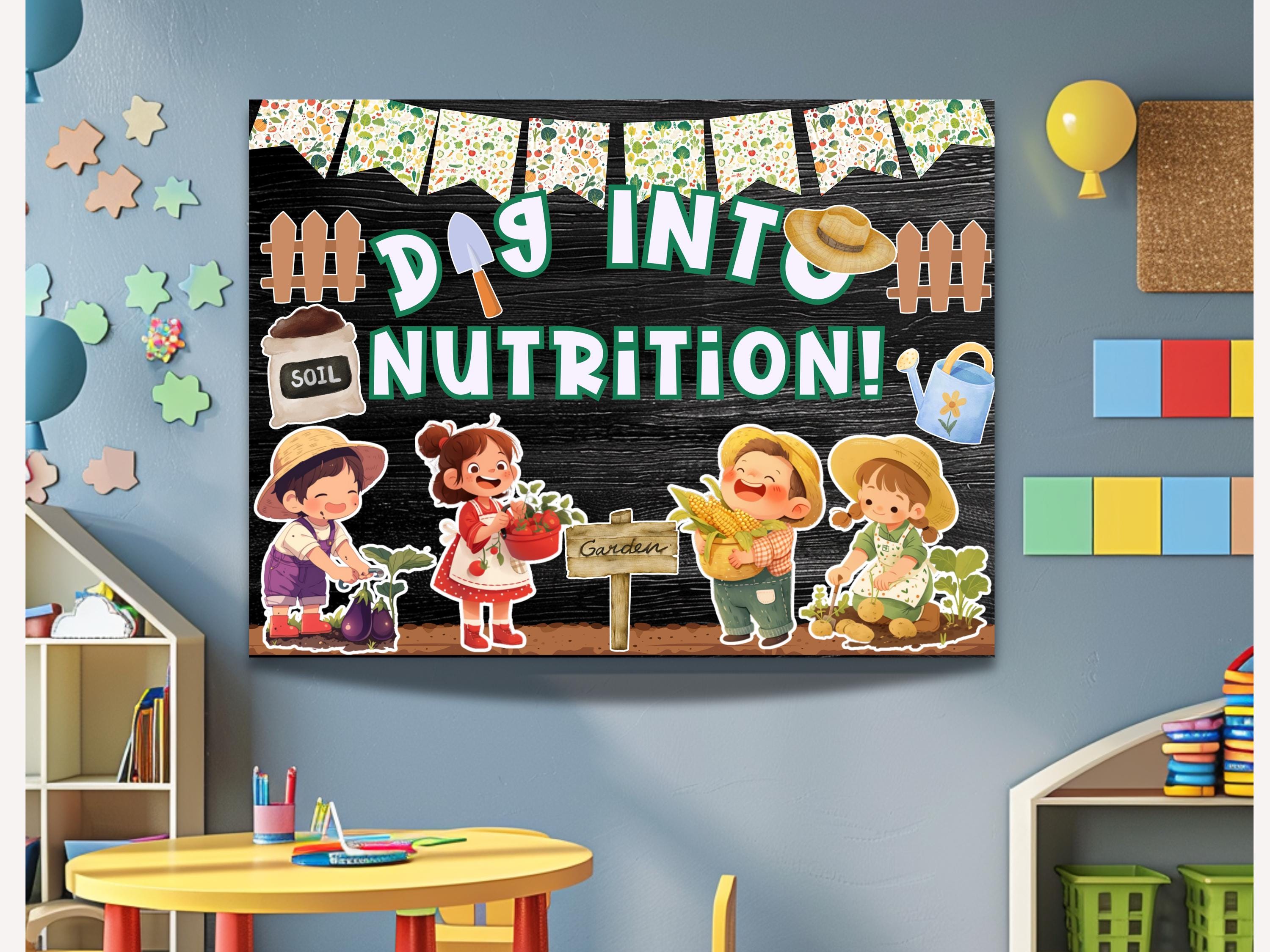 Nutrition Month Bulletin Healthy Gardening Theme Decor Board Nutrition ...