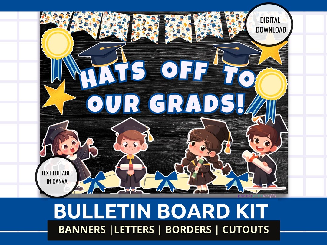 Graduation Bulletin Board Hats off to Our Grads Bulletin Board Kit ...