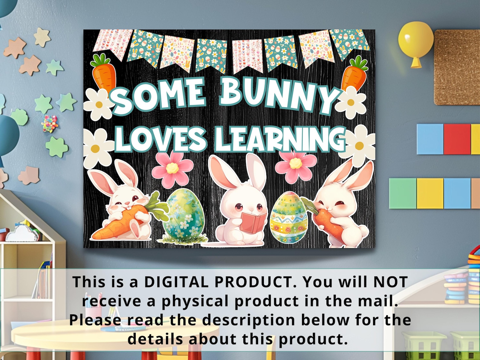 Easter Bunny Classroom Bulletin Board Kit: Spring Decor (digital ...