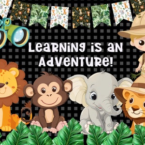 Safari Jungle Theme Bulletin Board Decor Set Kindergarten Classroom ...
