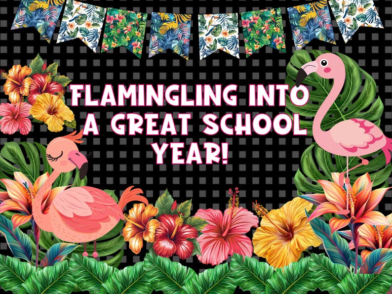 Classroom Bulletin Flamingo Theme Back to School Bulletin Board Kit ...