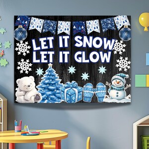 Bulletin Board Kit Blue Themed Christmas Decor Kit Winter Wonderland ...