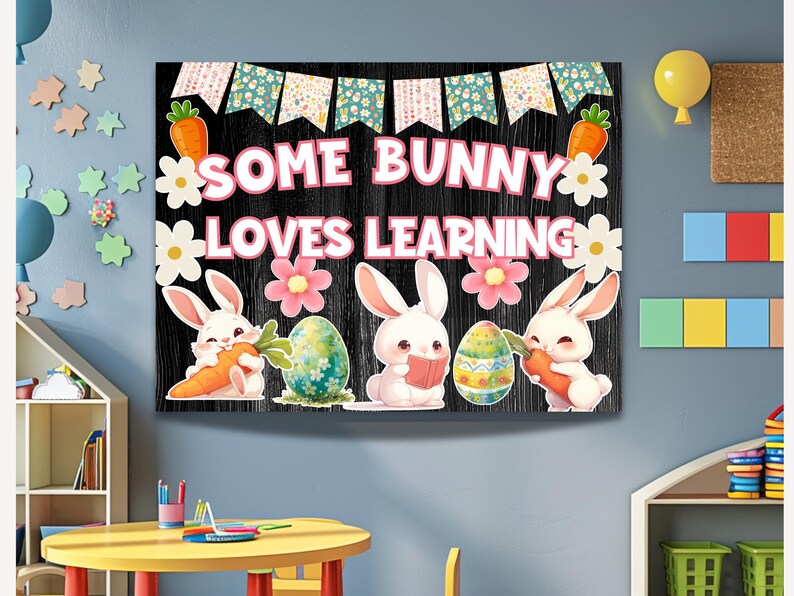 Easter Bunny Classroom Bulletin Board Kit: Spring Decor (digital ...