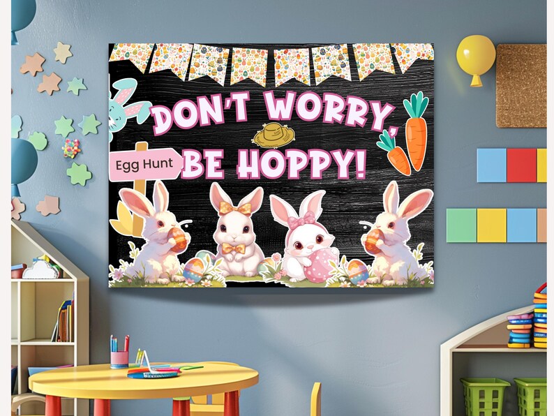 Easter Egg Hunt Decor Bunny Theme Bulletin Board Kit Spring Bulletin ...