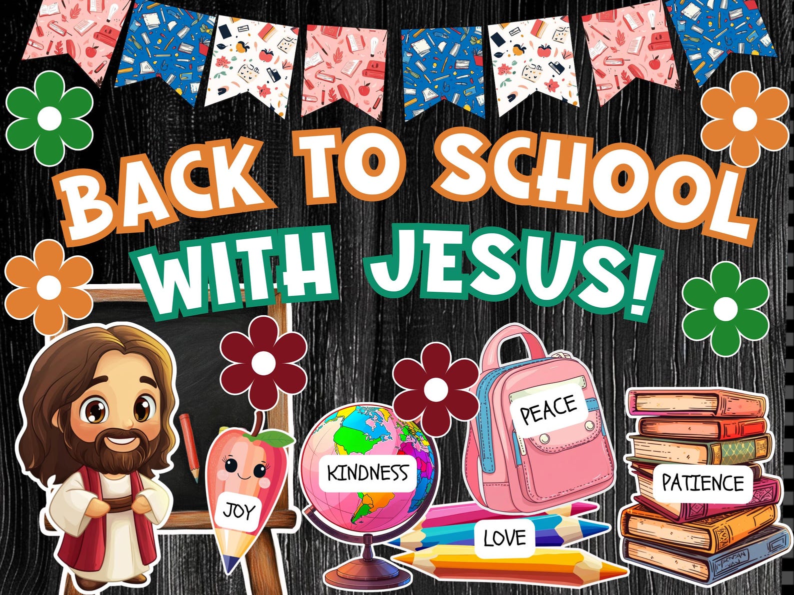 Back to School Bulletin Board Kit Christian Theme for Kindergarten and ...