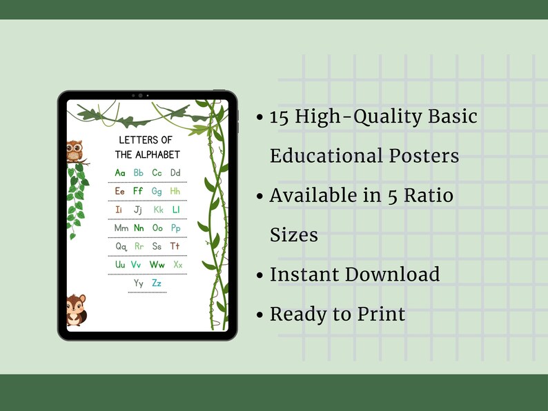 Jungle Safari Alphabet Poster Set: Classroom Homeschool Decor (digital ...