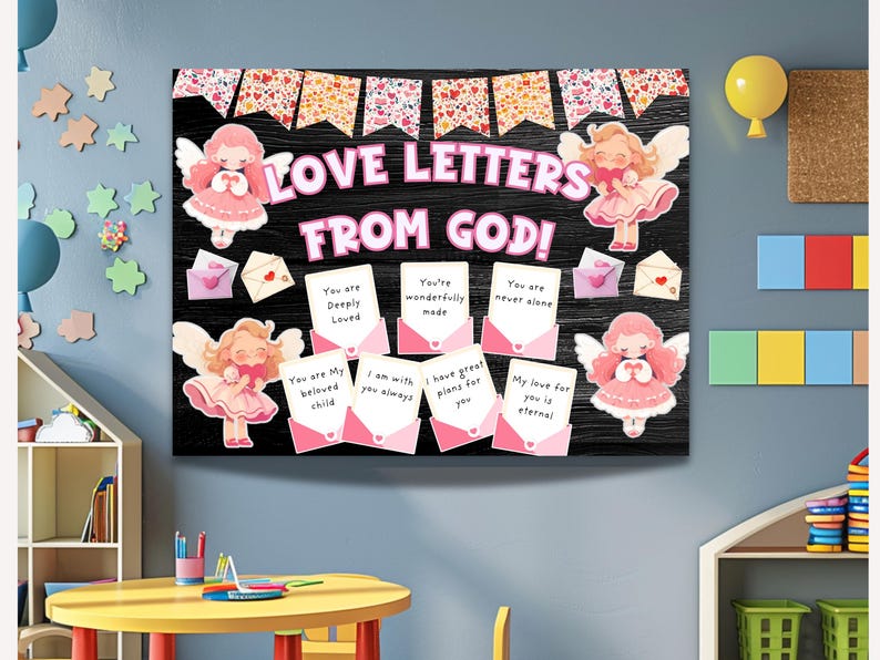 Christian Bulletin Board Kit God's Love Letters Theme Valentines ...