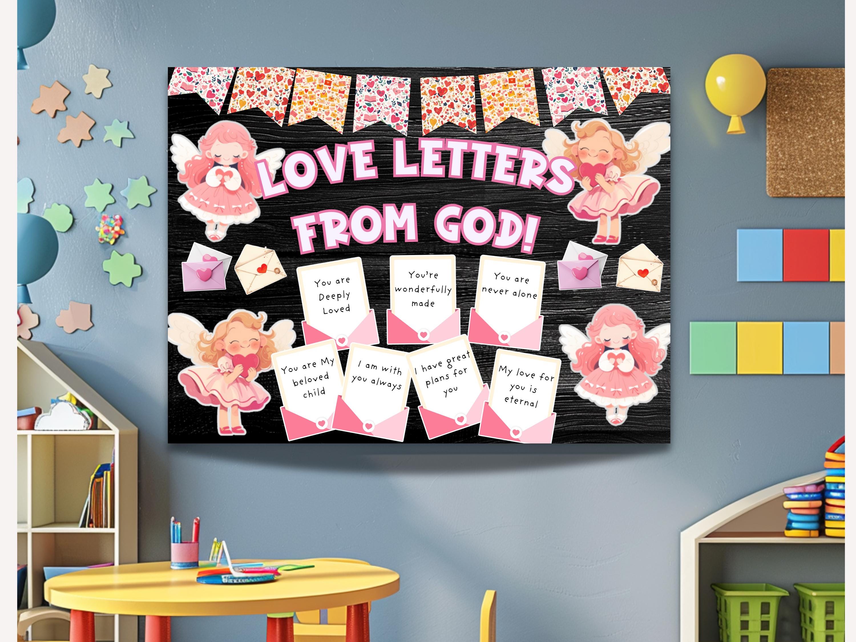 Christian Bulletin Board Kit God's Love Letters Theme Valentines ...