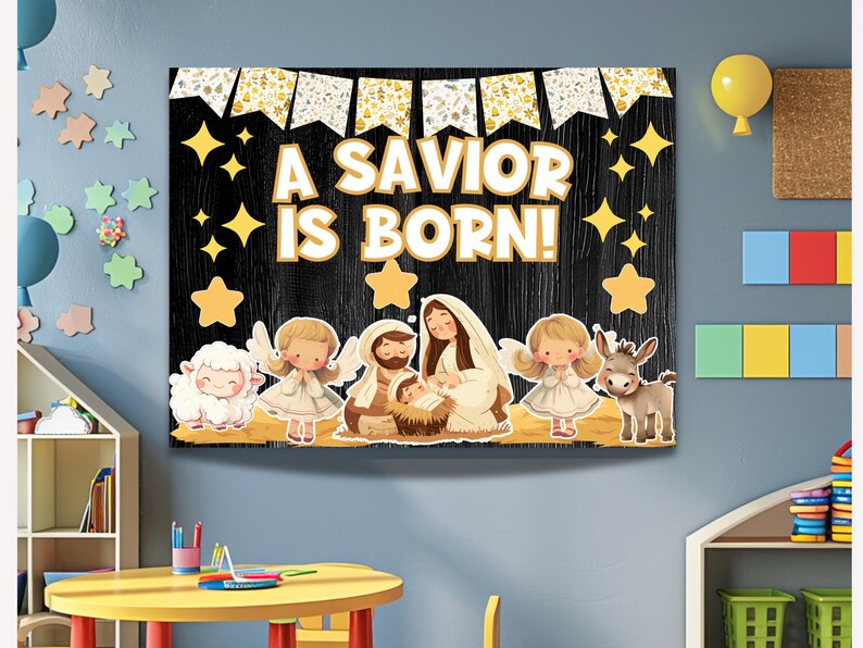 Christmas Bulletin Board Kit Nativity Scene A Savior is Born Theme ...