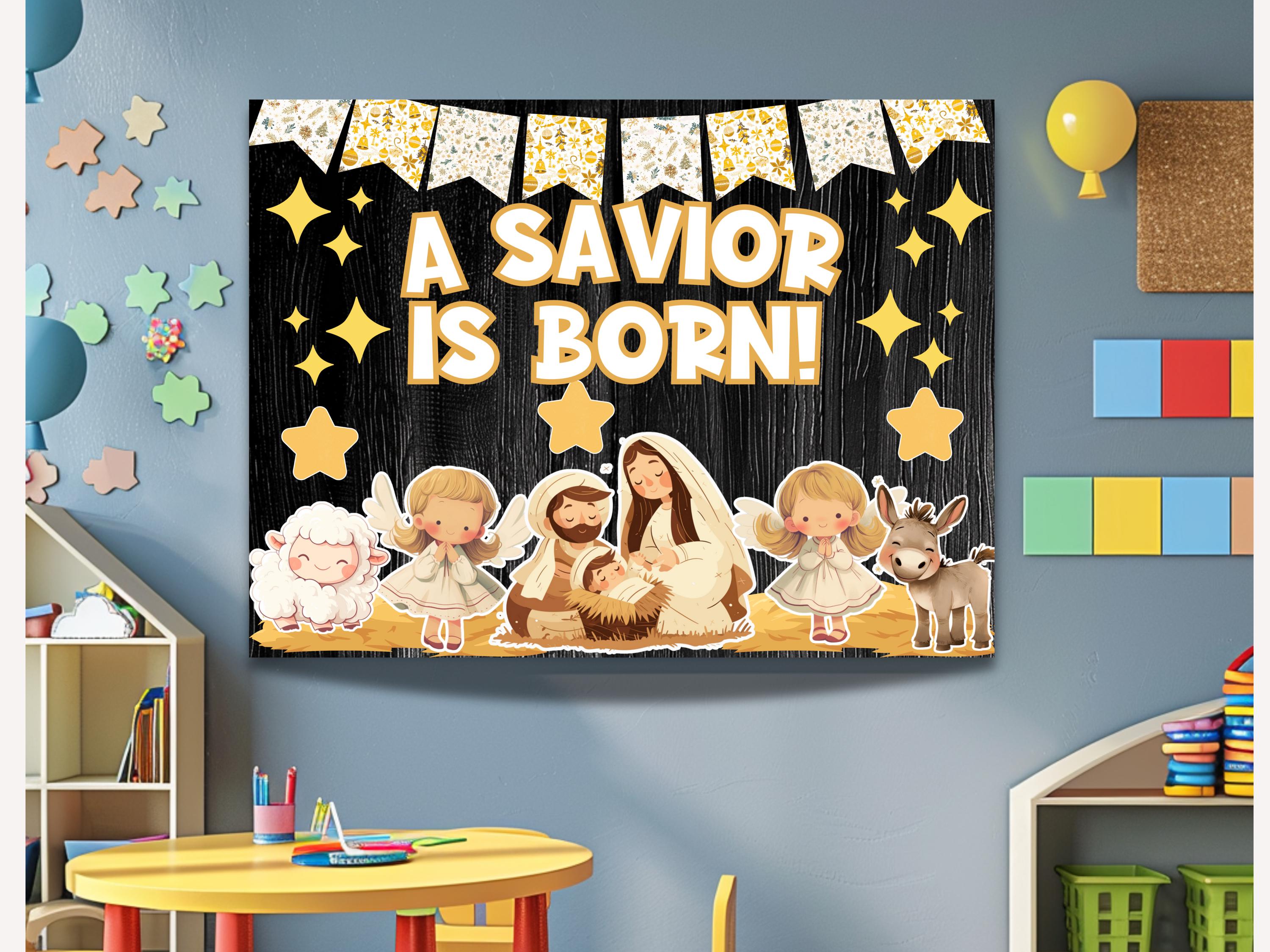 Christmas Bulletin Board Kit Nativity Scene A Savior is Born Theme ...