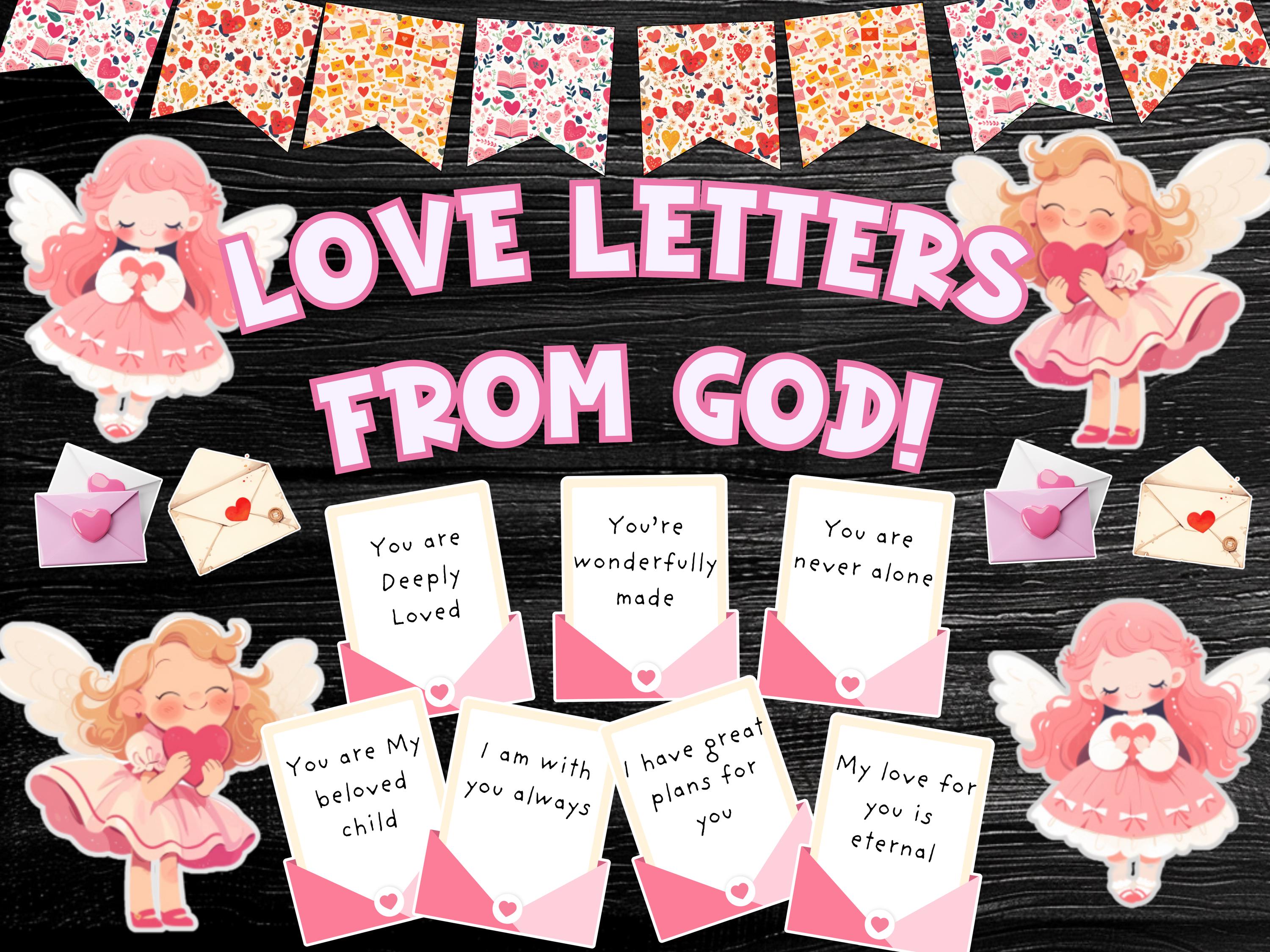 Christian Bulletin Board Kit God's Love Letters Theme Valentines ...