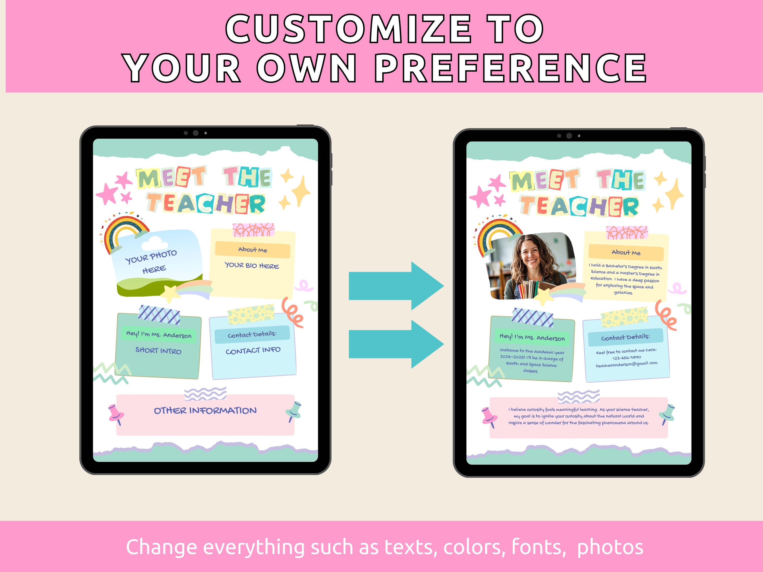 Meet the Teacher Template Pastel Theme Classroom Newsletter Editable ...