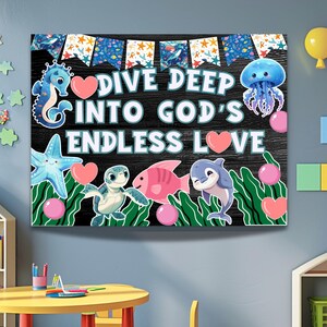 Christian Bulletin Board Printable, Ocean Bulletin Board, Bible Verse ...
