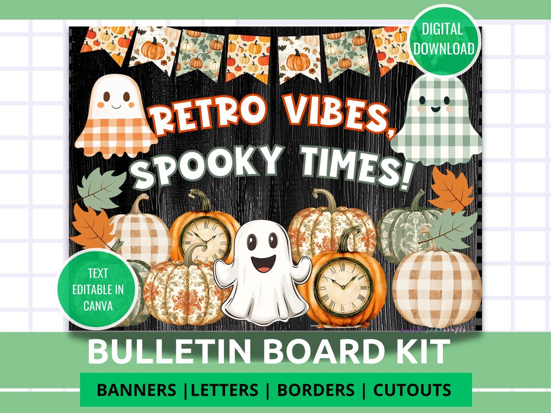 Classroom Bulletin Board Halloween Season Retro Decor, Spooky Retro ...