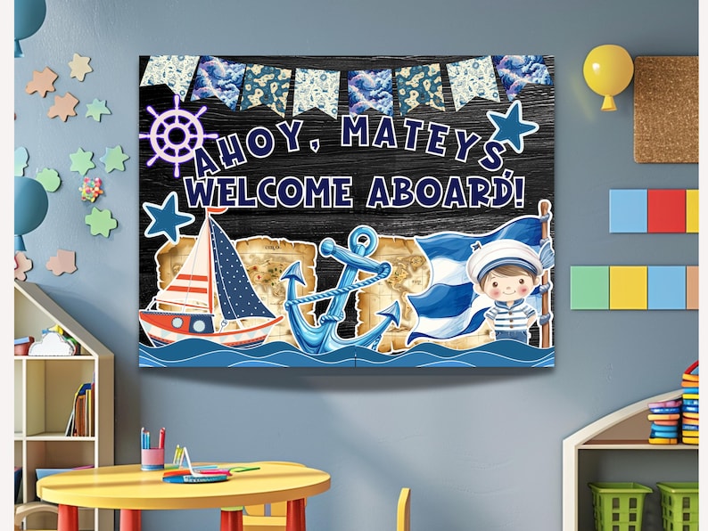 Classroom Bulletin Board Back to School Decor Nautical Theme Welcome ...