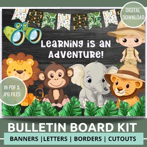 Safari Jungle Theme Bulletin Board Decor Set Kindergarten Classroom ...