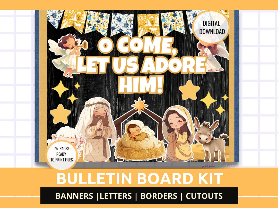 Christmas Bulletin Board Kit, Christian Classroom Decor, Nativity ...