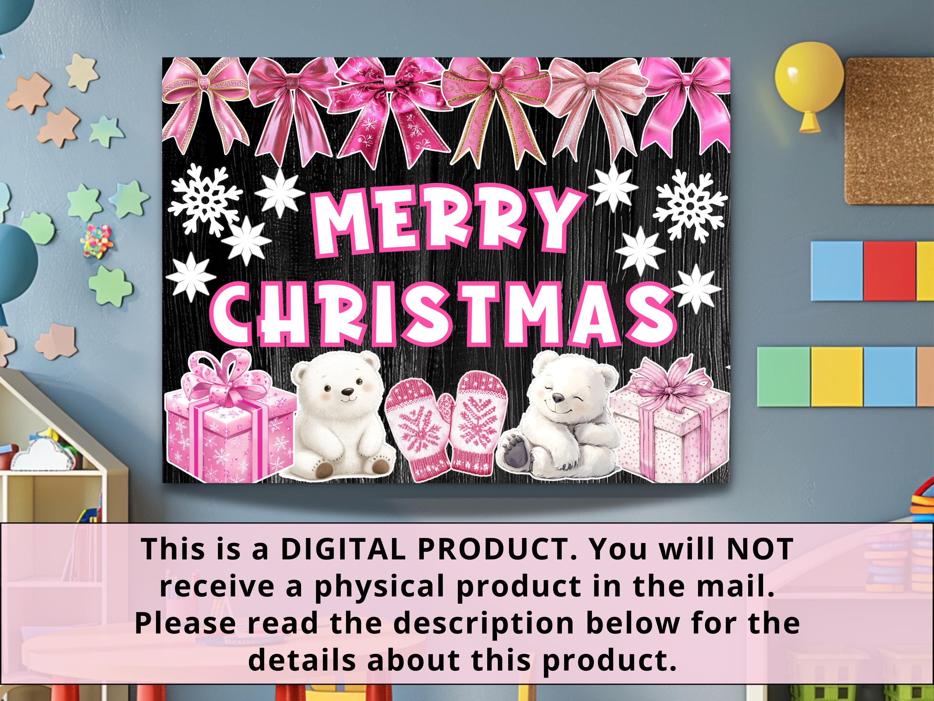 Christmas Bulletin Board Coquette Bows DIY Bulletin Board Set Cheerful ...