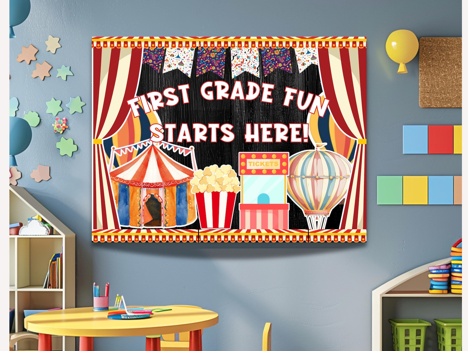 Classroom Bulletin Board Design Carnival Fun Theme Decor Set Back to ...