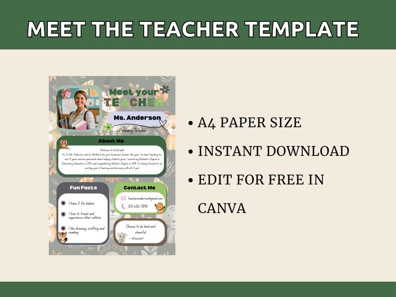 Meet the Teacher Template Back to School Newsletter Editable Canva ...