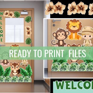 Jungle Safari Theme Welcome Classroom Door Sign Classroom Door Display ...