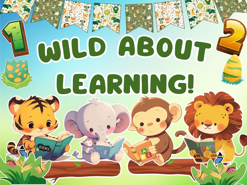 Jungle Safari Bulletin Board Kit: Wild About Learning Classroom Decor ...