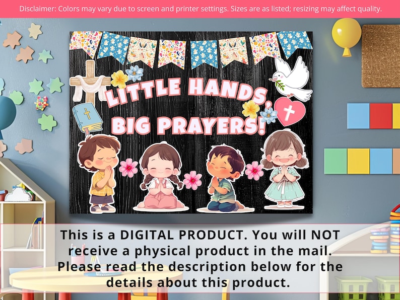 Christian Classroom Bulletin Board Kit: Little Hands, Big Prayers ...