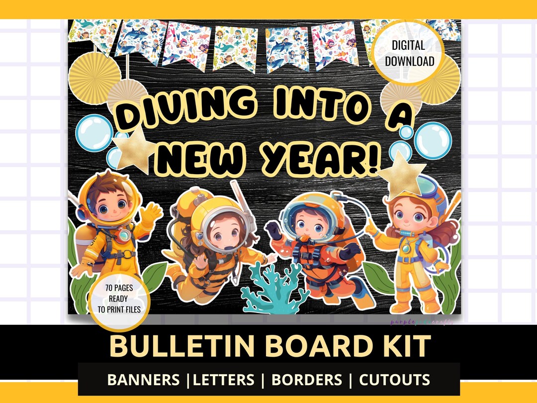 New Year Bulletin Board Kit, Under the Sea Theme New Year Classroom ...