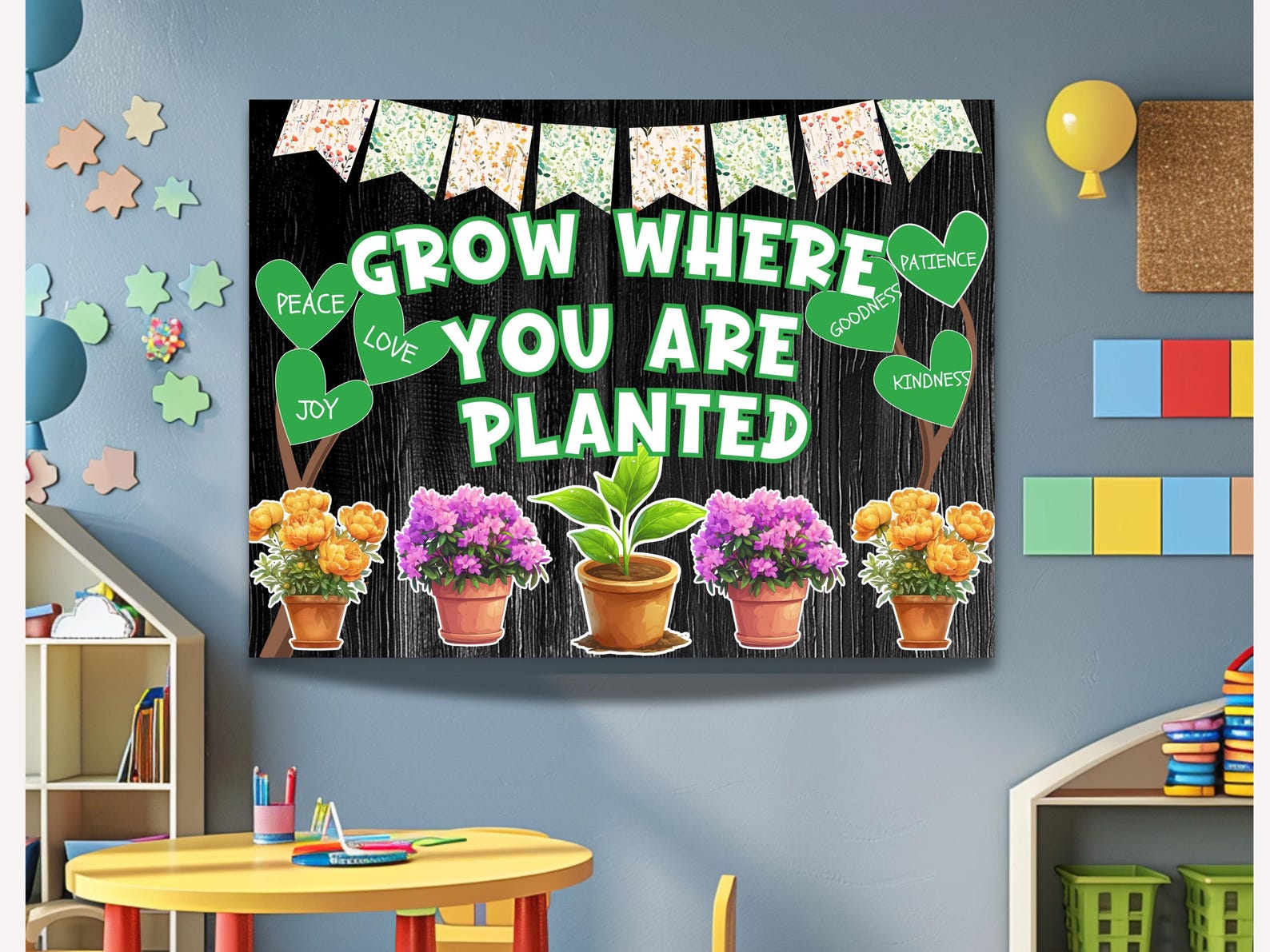 Christian Bulletin Board Kit Grow Where You’re Planted Spring Faith ...