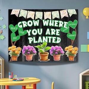 Christian Bulletin Board Kit Grow Where You’re Planted Spring Faith ...