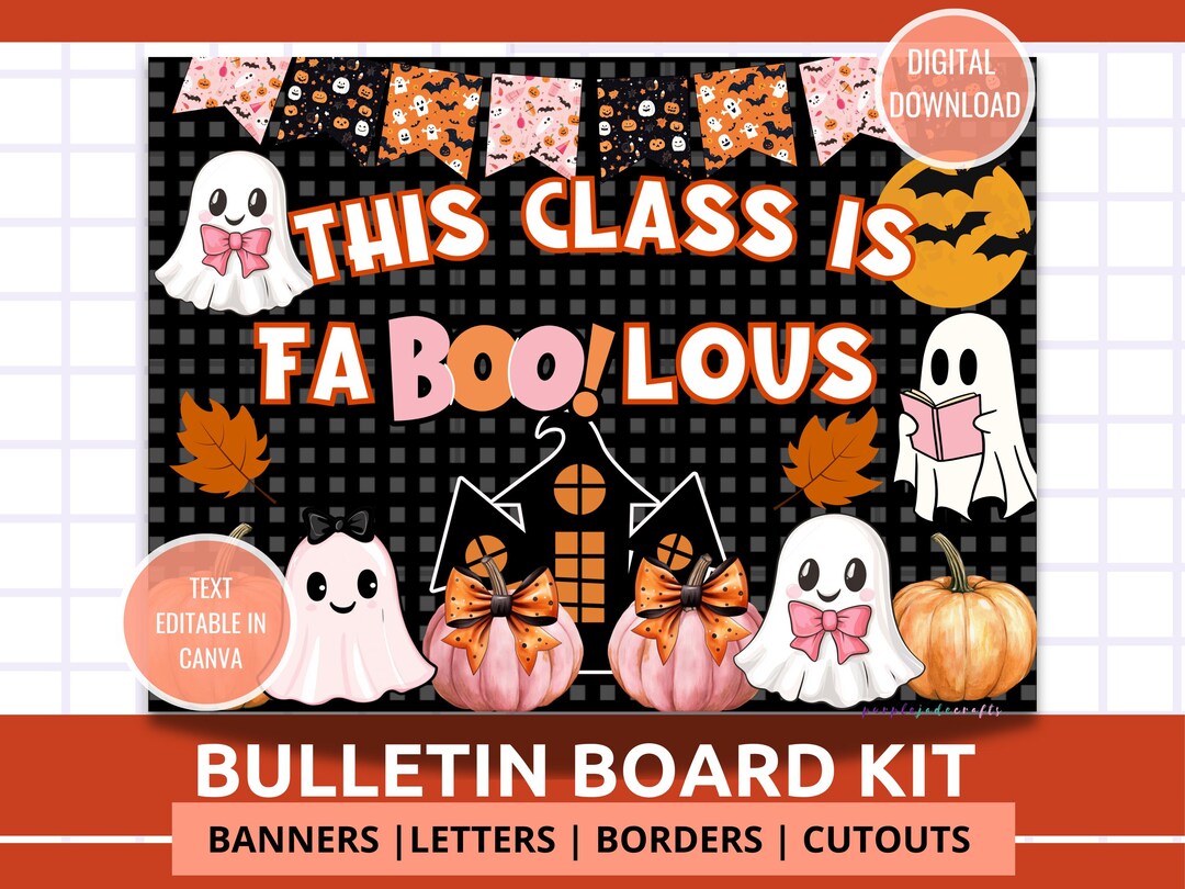 Classroom Bulletin Board, Halloween Pink Coquette Bows Theme, Bulletin ...