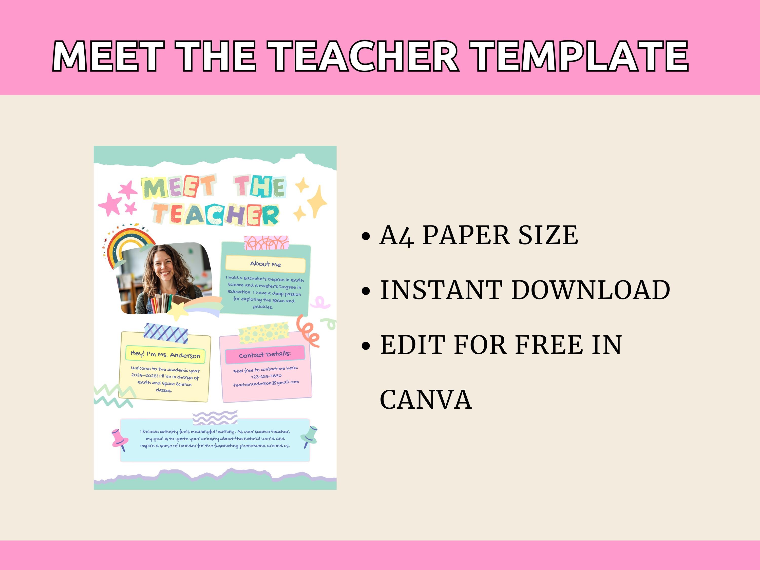 Meet the Teacher Template Pastel Theme Classroom Newsletter Editable ...