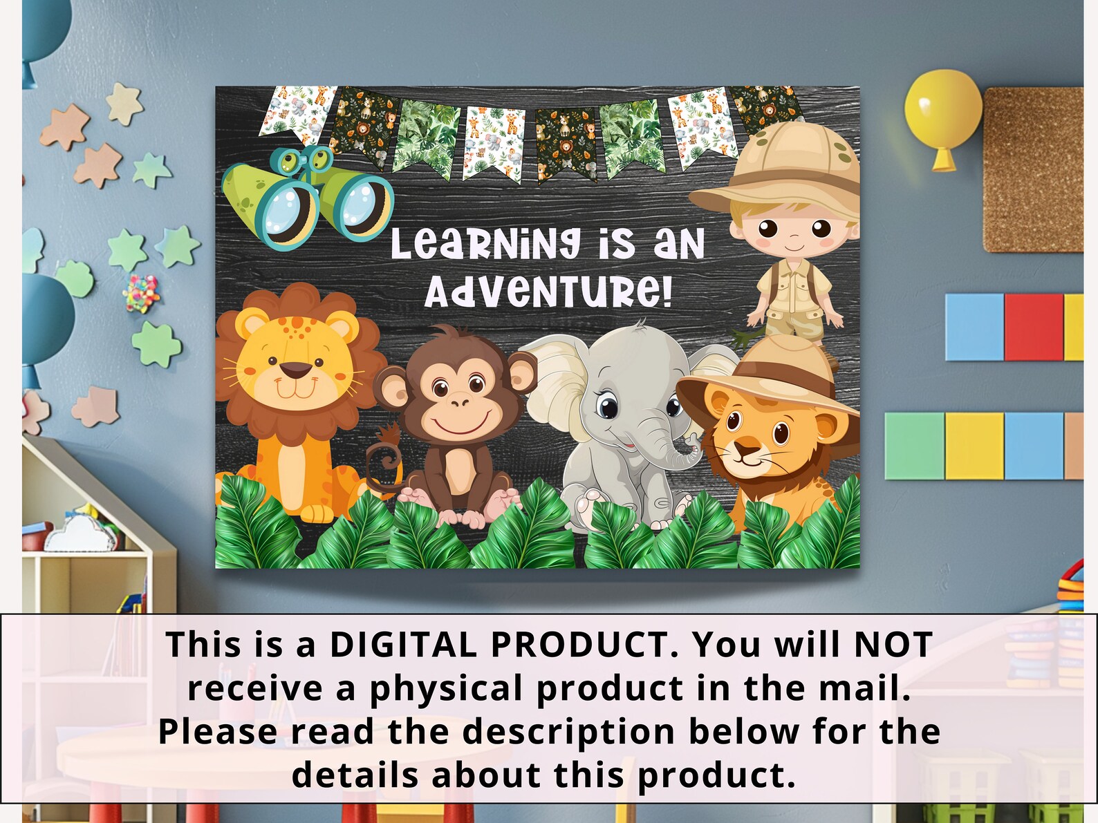 Safari Jungle Theme Bulletin Board Decor Set Kindergarten Classroom ...