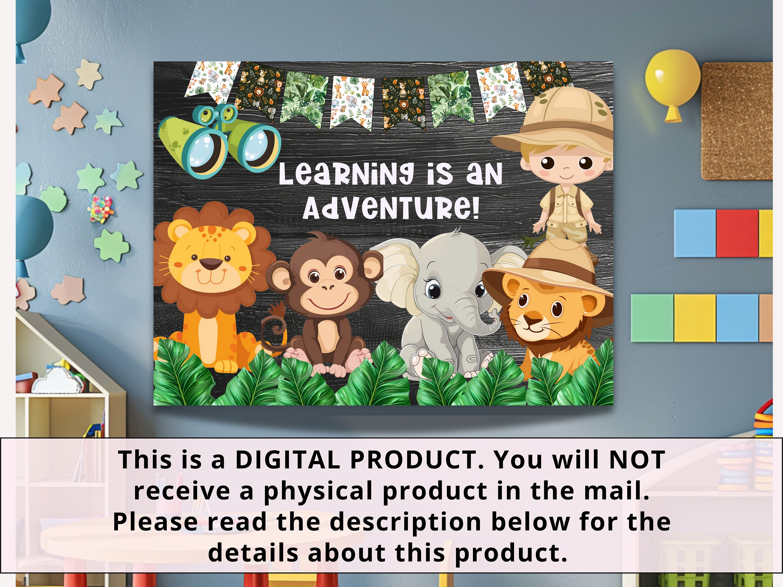 Safari Jungle Theme Bulletin Board Decor Set Kindergarten Classroom ...