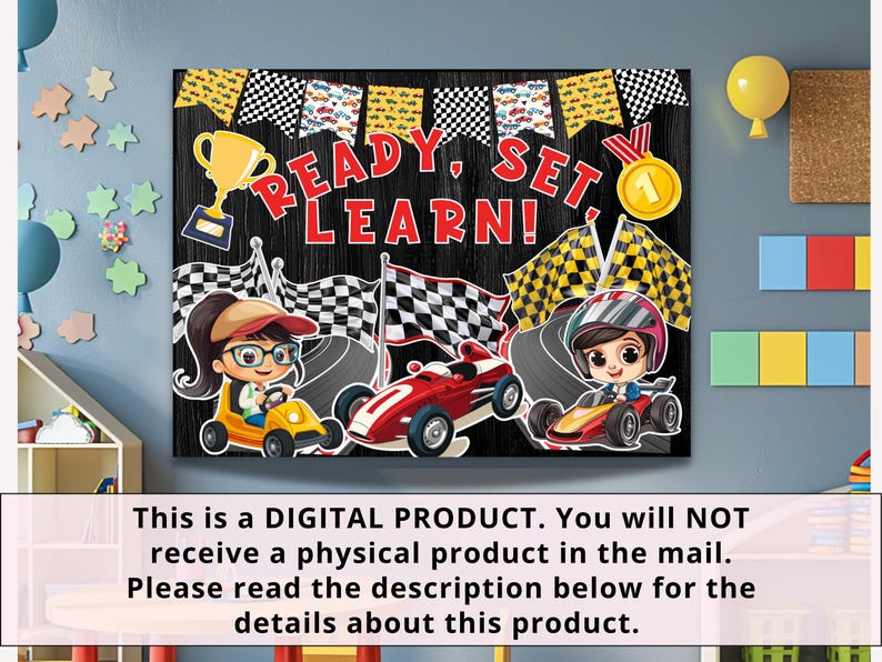 Classroom Bulletin Board Race Car Theme Decor Set Back to School ...