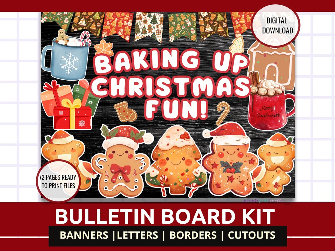 Christmas Bulletin Board Kit, Gingerbread Theme Christmas Decor, Baking ...