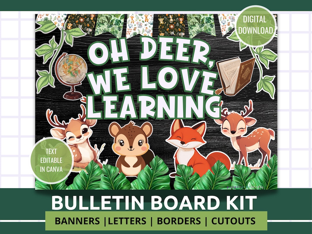 Classroom Bulletin Board Safari Jungle Theme Decor Set Deer Safari ...