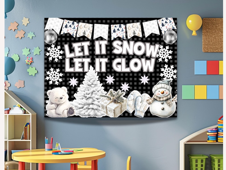 Bulletin Board Kit White Christmas Decor Kit Winter Wonderland Bulletin ...