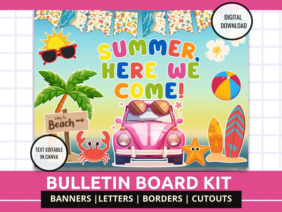 Summer Bulletin Board Kit Beach Theme Classroom Decor Printable Summer ...