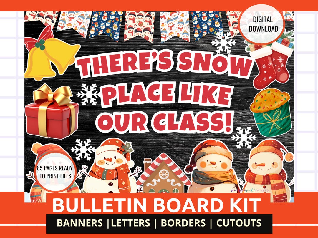 Snowman Christmas Bulletin Board Kit: Winter Classroom Decor (PDF) - Etsy