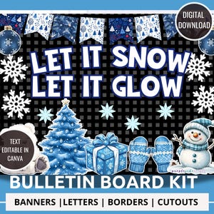 Bulletin Board Kit Blue Themed Christmas Decor Kit Winter Wonderland ...