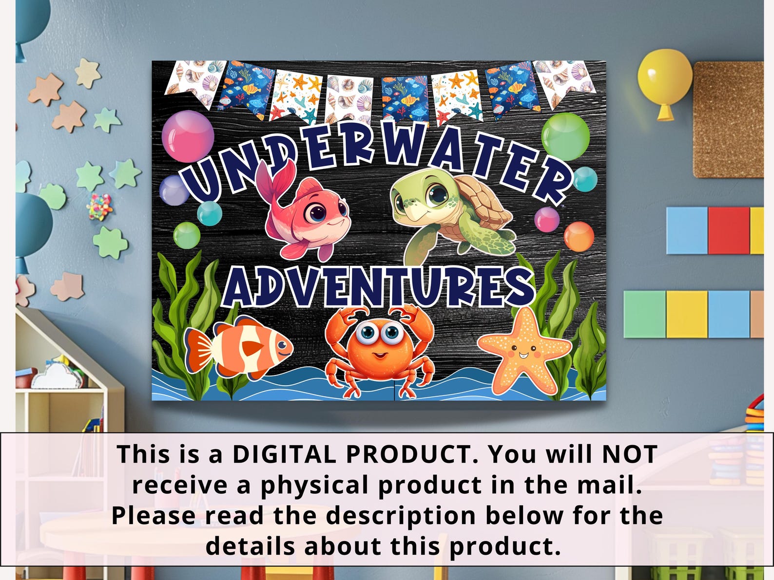 Ocean Life Bulletin Board Kit Fun Fish Decor for Home or School Under ...