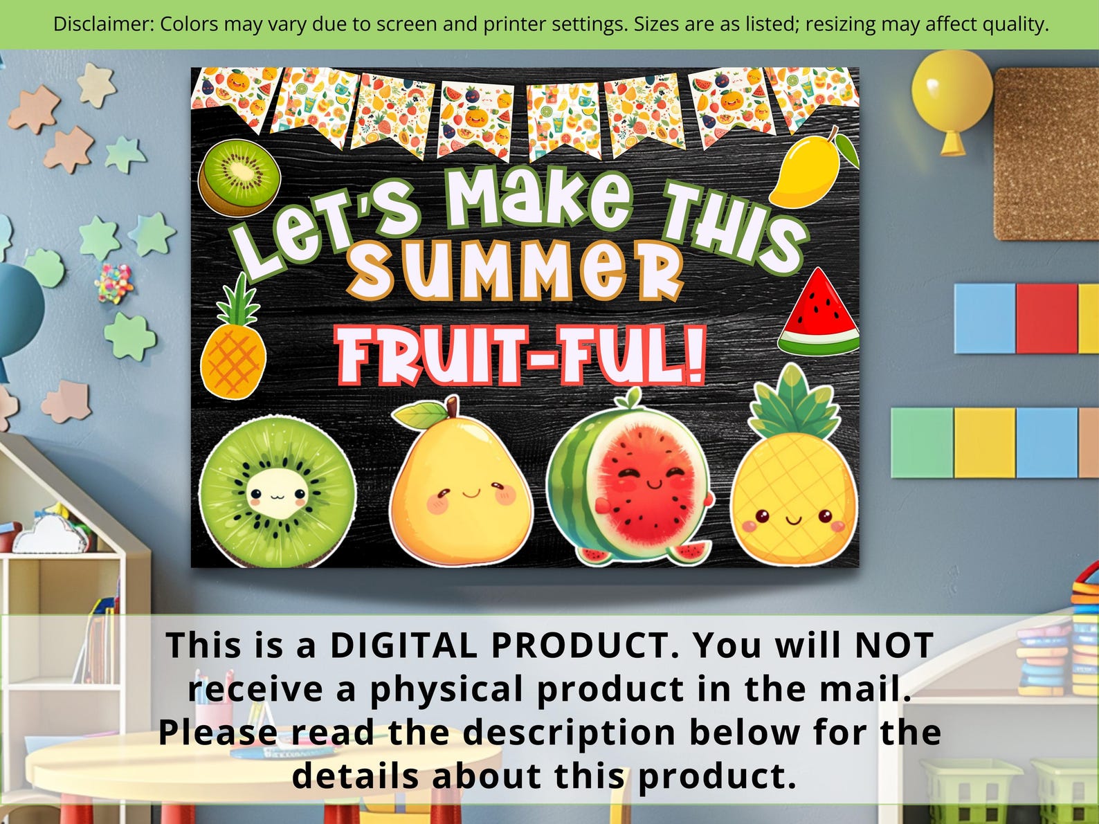 Summer Bulletin Board Kit Summer Fruits Theme Classroom Decoration End ...