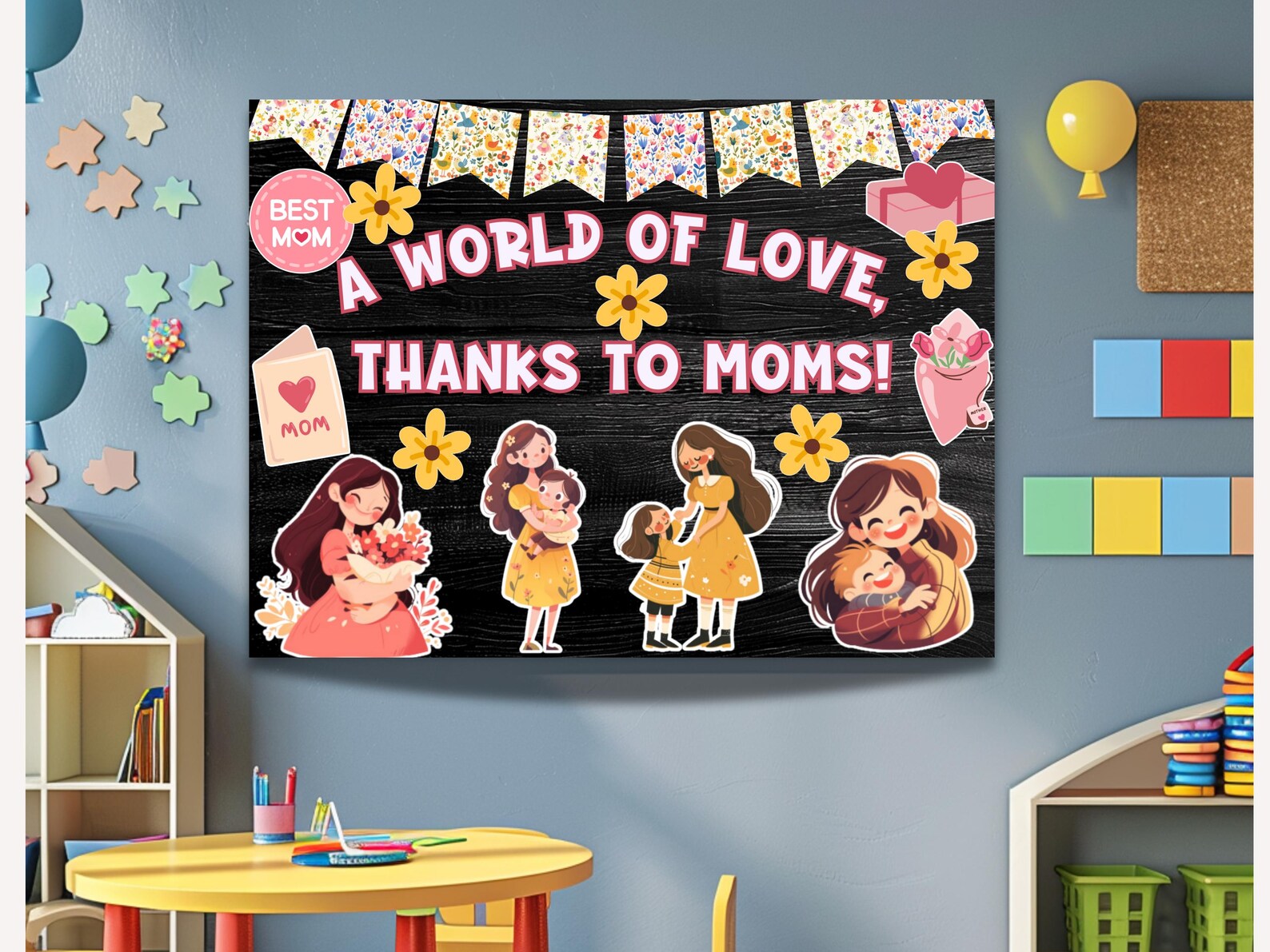 Mother's Day Bulletin Board Kit Thanks to Moms Theme Moms Love Theme ...